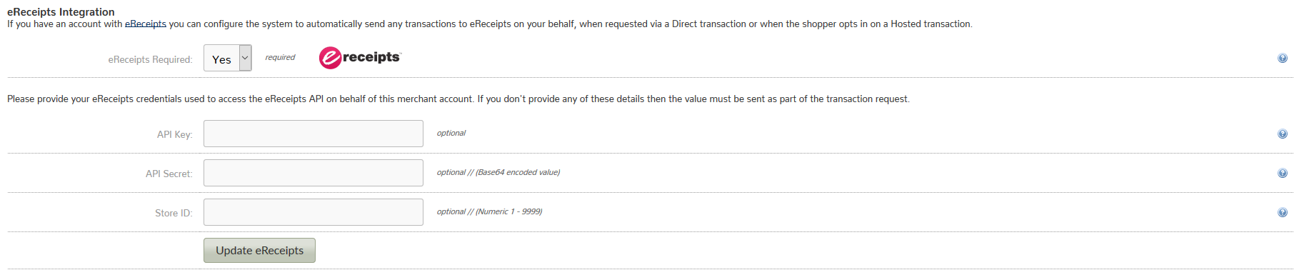 Preferences - Gateway E-mail Receipts – Cardstream